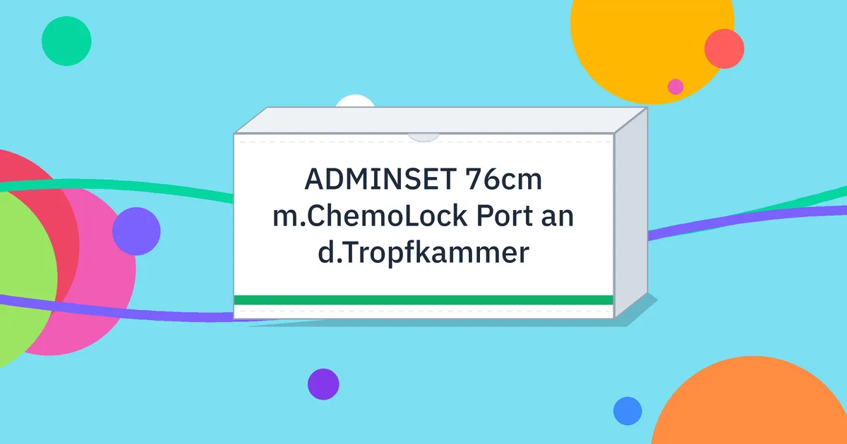 Symbolbild: Packung mit der Aufschrift ADMINSET 76cm m.ChemoLock Port an d.Tropfkammer (PZN 19443929) – Verfügbarkeit und Bezug in Apotheken in Frankfurt am Main