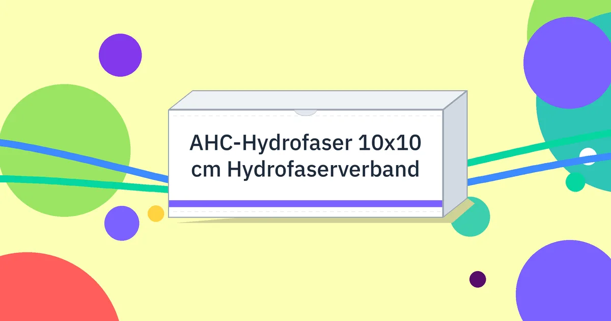 Symbolbild: Packung mit der Aufschrift AHC-Hydrofaser 10x10 cm Hydrofaserverband (PZN 19827570) – Verfügbarkeit und Bezug in Apotheken in Frankfurt am Main