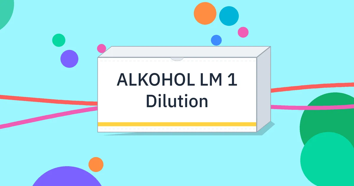 Symbolbild: Packung mit der Aufschrift ALKOHOL LM 1 Dilution (PZN 13310920) – Verfügbarkeit und Bezug in Apotheken in Frankfurt am Main