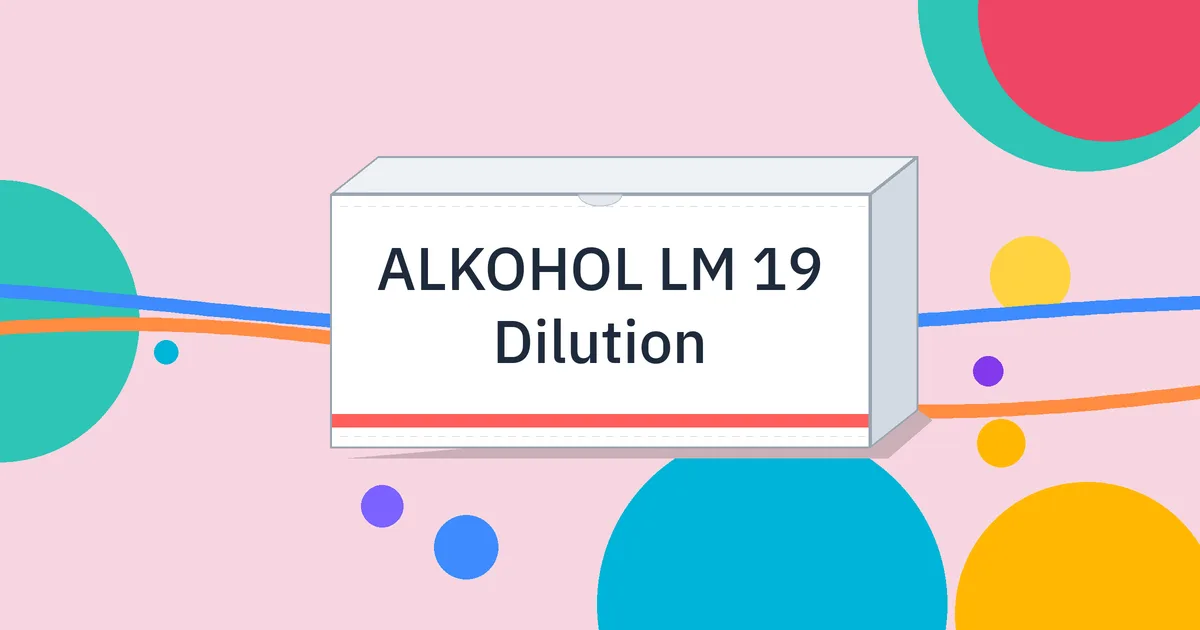 Symbolbild: Packung mit der Aufschrift ALKOHOL LM 19 Dilution (PZN 13311150) – Verfügbarkeit und Bezug in Apotheken in Frankfurt am Main