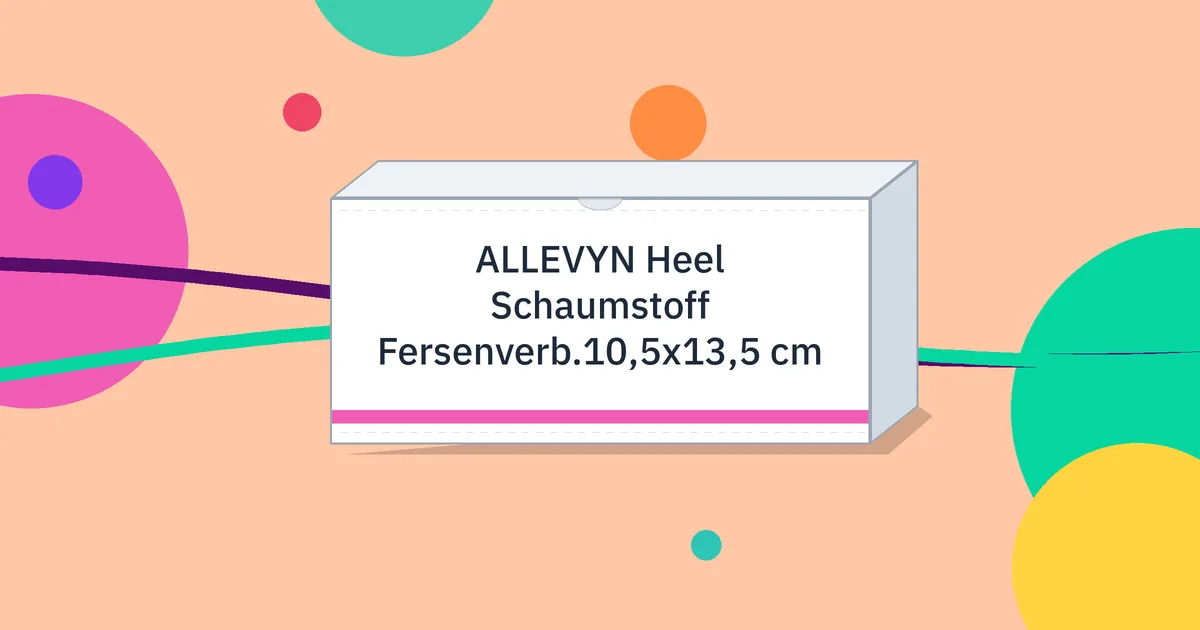 Symbolbild: Packung mit der Aufschrift ALLEVYN Heel Schaumstoff Fersenverb.10,5x13,5 cm (PZN 18051340) – Verfügbarkeit und Bezug in Apotheken in Frankfurt am Main