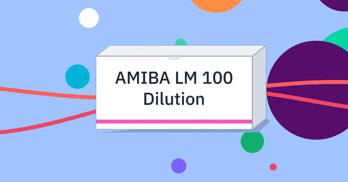 Symbolbild: Packung mit der Aufschrift AMIBA LM 100 Dilution (PZN 13318821) – Verfügbarkeit und Bezug in Apotheken in Frankfurt am Main