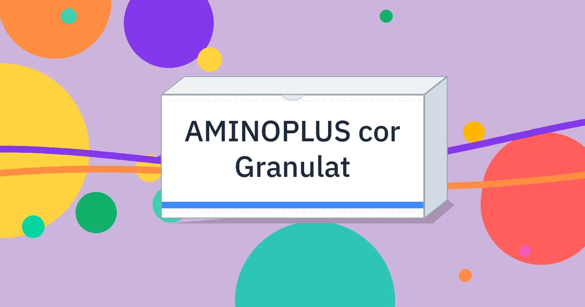 Symbolbild: Packung mit der Aufschrift AMINOPLUS cor Granulat (PZN 04804994) – Verfügbarkeit und Bezug in Apotheken in Frankfurt am Main