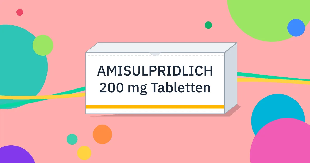 Symbolbild: Packung mit der Aufschrift AMISULPRIDLICH 200 mg Tabletten (PZN 05498855) – Verfügbarkeit und Bezug in Apotheken in Frankfurt am Main