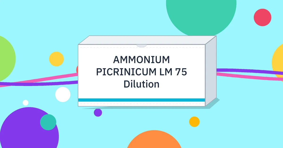 Symbolbild: Packung mit der Aufschrift AMMONIUM PICRINICUM LM 75 Dilution (PZN 13323006) – Verfügbarkeit und Bezug in Apotheken in Frankfurt am Main