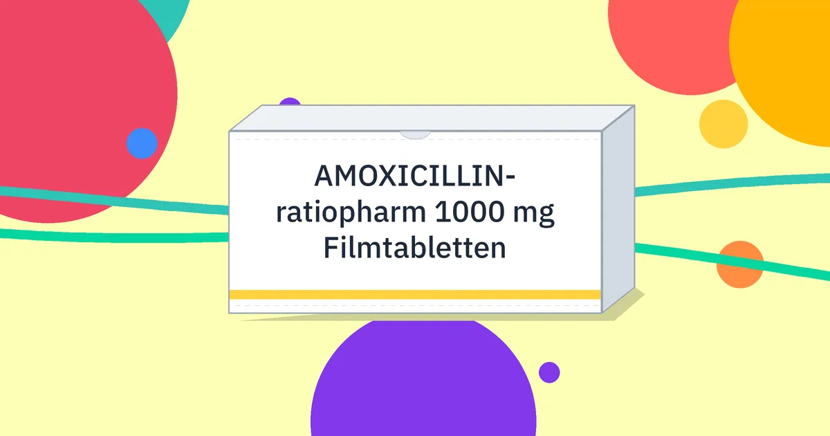 Symbolbild: Packung mit der Aufschrift AMOXICILLIN-ratiopharm 1000 mg Filmtabletten (PZN 07356272) – Verfügbarkeit und Bezug in Apotheken in Frankfurt am Main
