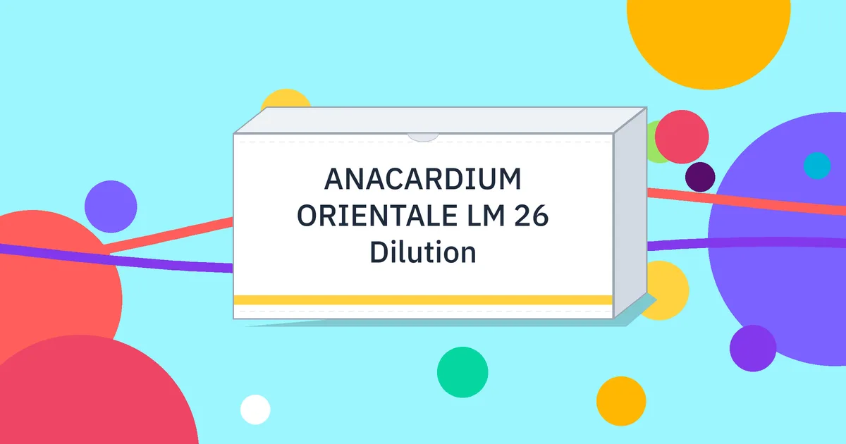 Symbolbild: Packung mit der Aufschrift ANACARDIUM ORIENTALE LM 26 Dilution (PZN 12762123) – Verfügbarkeit und Bezug in Apotheken in Frankfurt am Main