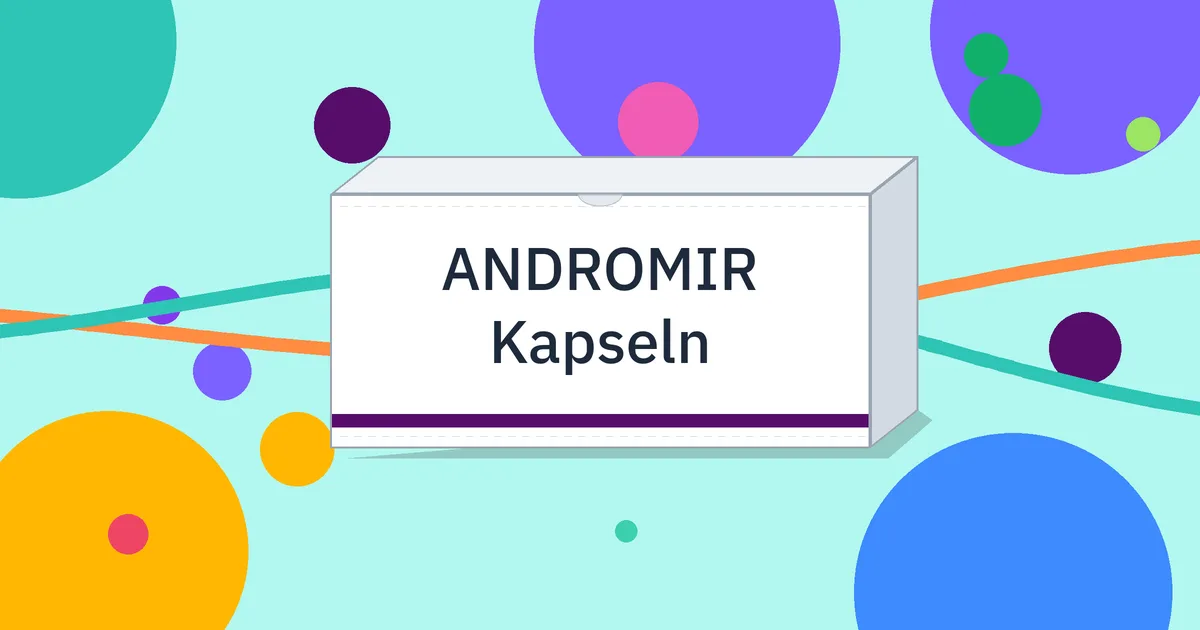 Symbolbild: Packung mit der Aufschrift ANDROMIR Kapseln (PZN 09844716) – Verfügbarkeit und Bezug in Apotheken in Frankfurt am Main