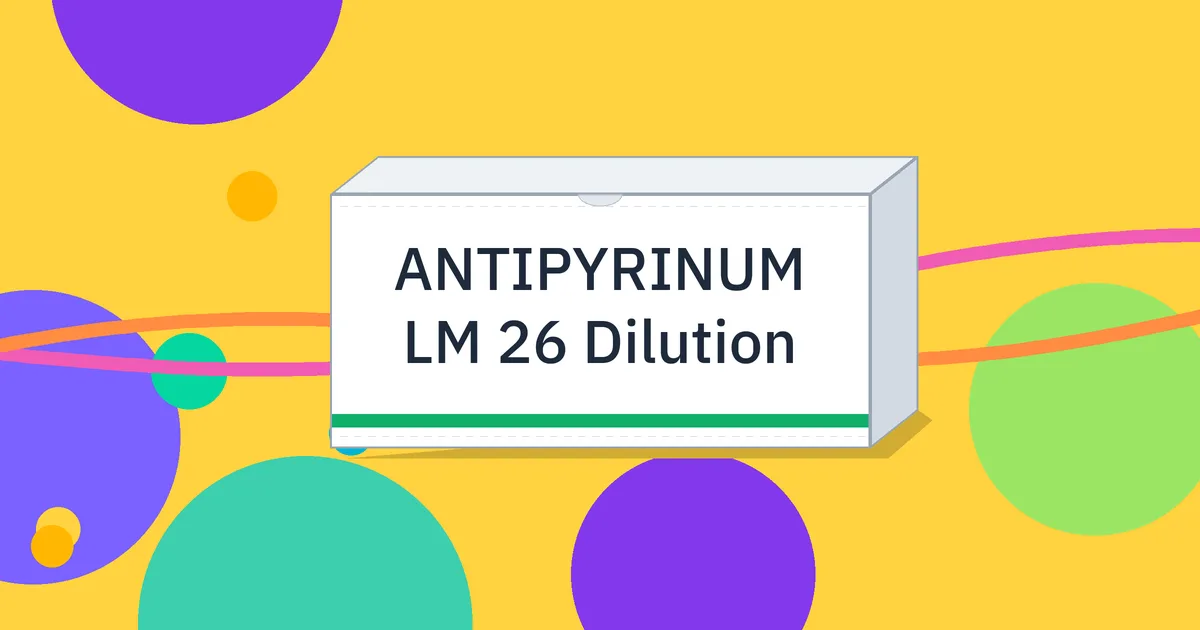 Symbolbild: Packung mit der Aufschrift ANTIPYRINUM LM 26 Dilution (PZN 13376681) – Verfügbarkeit und Bezug in Apotheken in Frankfurt am Main