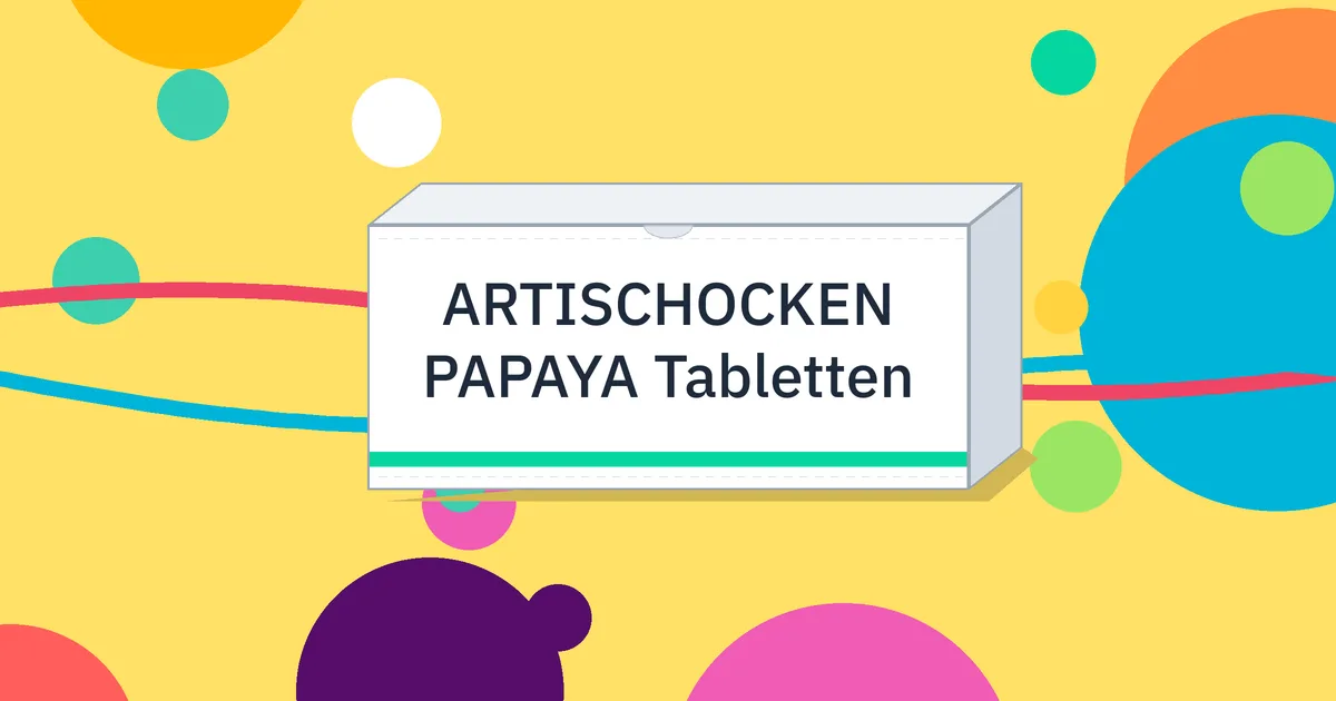 Symbolbild: Packung mit der Aufschrift ARTISCHOCKEN PAPAYA Tabletten (PZN 04981756) – Verfügbarkeit und Bezug in Apotheken in Frankfurt am Main