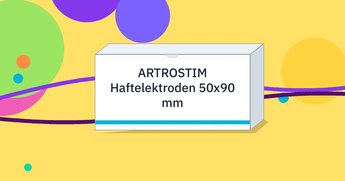 Symbolbild: Packung mit der Aufschrift ARTROSTIM Haftelektroden 50x90 mm (PZN 01657469) – Verfügbarkeit und Bezug in Apotheken in Frankfurt am Main