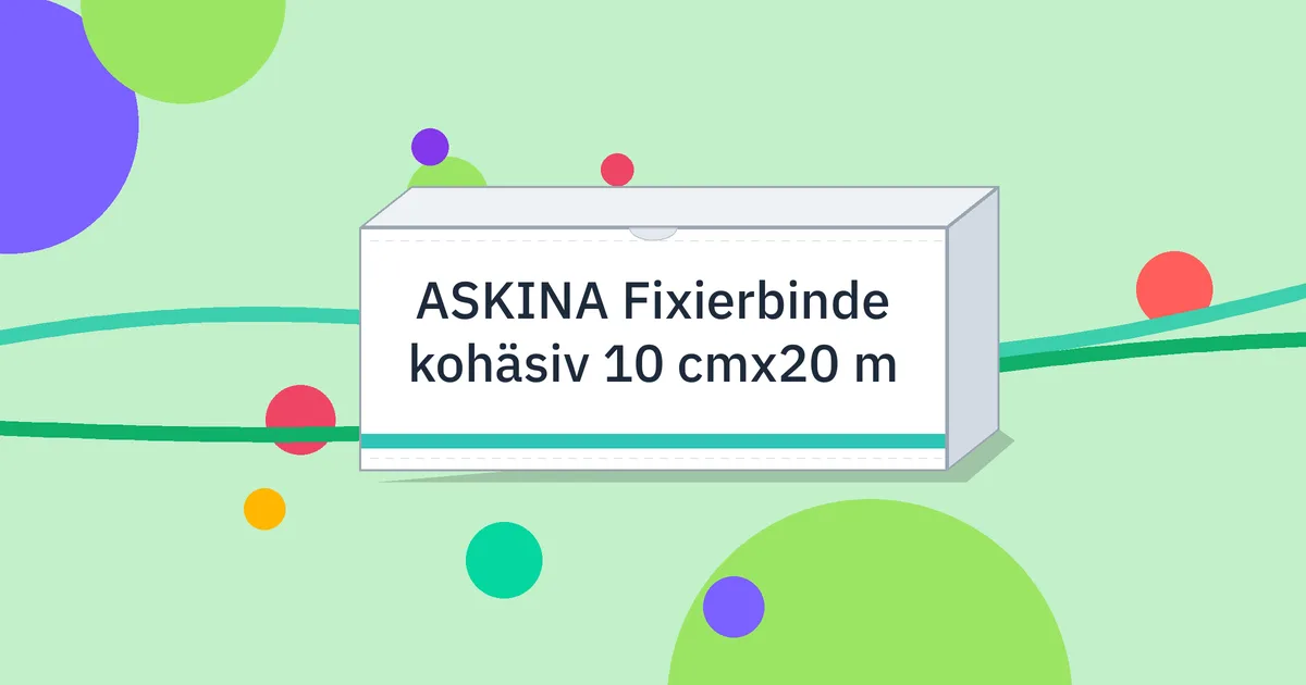 Symbolbild: Packung mit der Aufschrift ASKINA Fixierbinde kohäsiv 10 cmx20 m (PZN 06158245) – Verfügbarkeit und Bezug in Apotheken in Frankfurt am Main
