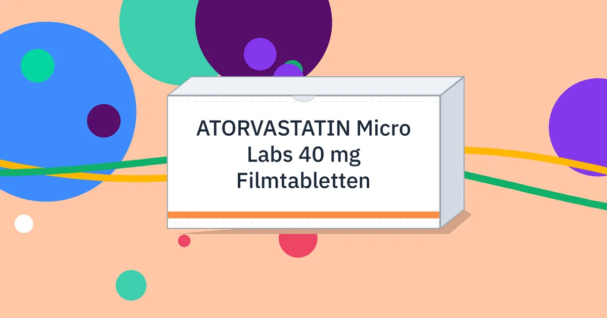 Symbolbild: Packung mit der Aufschrift ATORVASTATIN Micro Labs 40 mg Filmtabletten (PZN 16576423) – Verfügbarkeit und Bezug in Apotheken in Frankfurt am Main
