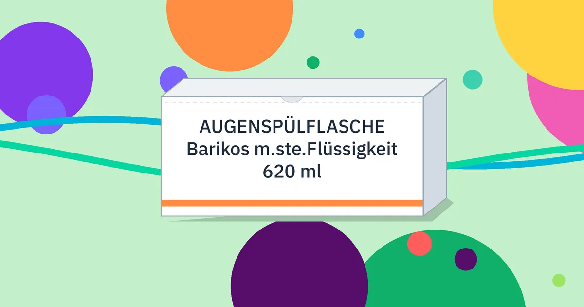 Symbolbild: Packung mit der Aufschrift AUGENSPÜLFLASCHE Barikos m.ste.Flüssigkeit 620 ml (PZN 01023032) – Verfügbarkeit und Bezug in Apotheken in Frankfurt am Main