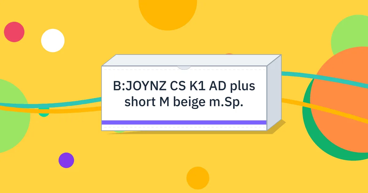 Symbolbild: Packung mit der Aufschrift B:JOYNZ CS K1 AD plus short M beige m.Sp. (PZN 20524573) – Verfügbarkeit und Bezug in Apotheken in Frankfurt am Main