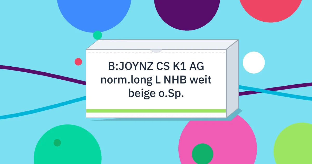 Symbolbild: Packung mit der Aufschrift B:JOYNZ CS K1 AG norm.long L NHB weit beige o.Sp. (PZN 20535714) – Verfügbarkeit und Bezug in Apotheken in Frankfurt am Main