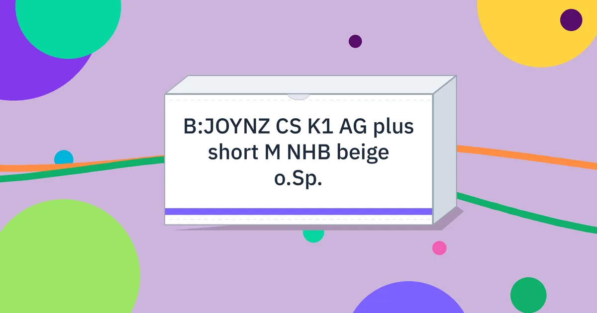 Symbolbild: Packung mit der Aufschrift B:JOYNZ CS K1 AG plus short M NHB beige o.Sp. (PZN 20534376) – Verfügbarkeit und Bezug in Apotheken in Frankfurt am Main