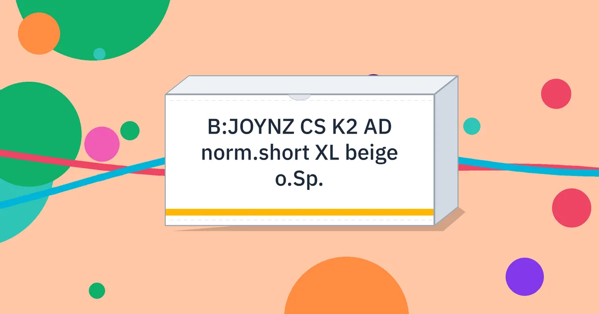 Symbolbild: Packung mit der Aufschrift B:JOYNZ CS K2 AD norm.short XL beige o.Sp. (PZN 20529004) – Verfügbarkeit und Bezug in Apotheken in Frankfurt am Main