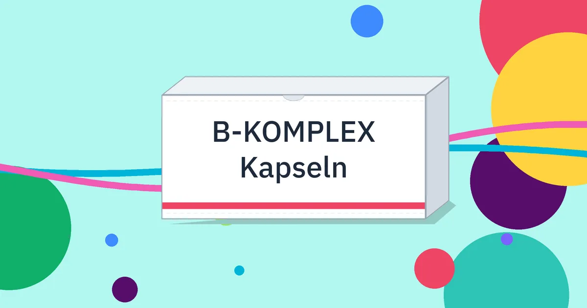 Symbolbild: Packung mit der Aufschrift B-KOMPLEX Kapseln (PZN 18821654) – Verfügbarkeit und Bezug in Apotheken in Frankfurt am Main