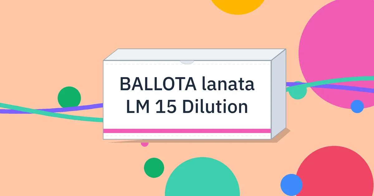 Symbolbild: Packung mit der Aufschrift BALLOTA lanata LM 15 Dilution (PZN 13374015) – Verfügbarkeit und Bezug in Apotheken in Frankfurt am Main