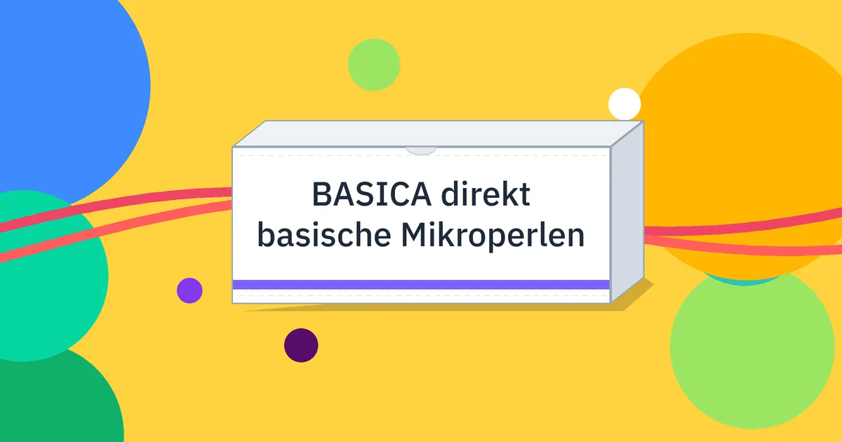 Symbolbild: Packung mit der Aufschrift BASICA direkt basische Mikroperlen (PZN 12472514) – Verfügbarkeit und Bezug in Apotheken in Frankfurt am Main