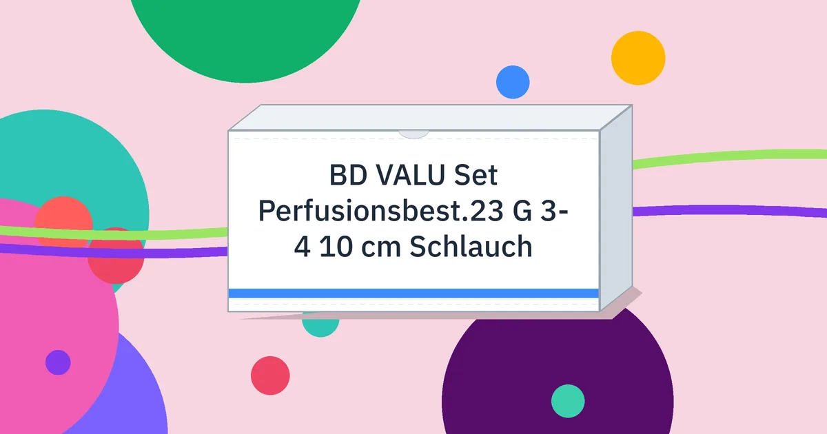 Symbolbild: Packung mit der Aufschrift BD VALU Set Perfusionsbest.23 G 3-4 10 cm Schlauch (PZN 03568037) – Verfügbarkeit und Bezug in Apotheken in Frankfurt am Main