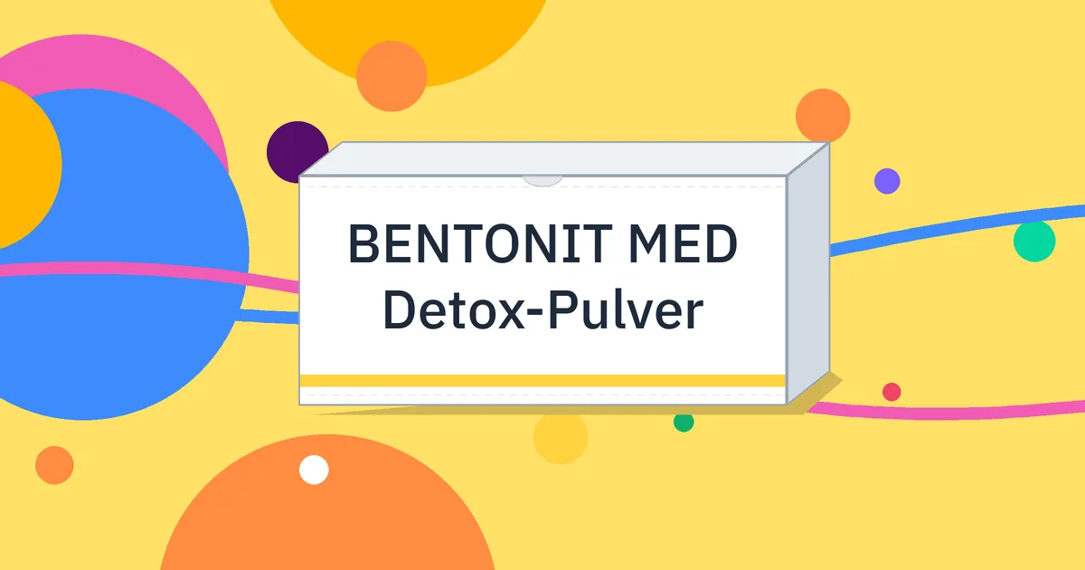 Symbolbild: Packung mit der Aufschrift BENTONIT MED Detox-Pulver (PZN 19161071) – Verfügbarkeit und Bezug in Apotheken in Frankfurt am Main