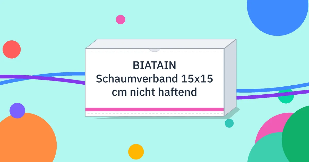 Symbolbild: Packung mit der Aufschrift BIATAIN Schaumverband 15x15 cm nicht haftend (PZN 19122993) – Verfügbarkeit und Bezug in Apotheken in Frankfurt am Main