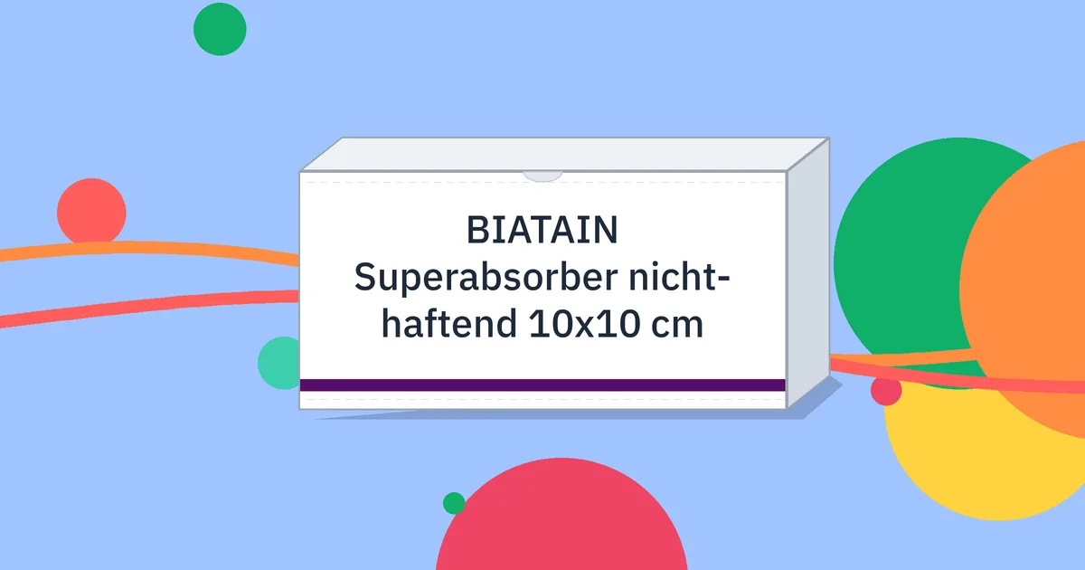 Symbolbild: Packung mit der Aufschrift BIATAIN Superabsorber nicht-haftend 10x10 cm (PZN 20165016) – Verfügbarkeit und Bezug in Apotheken in Frankfurt am Main