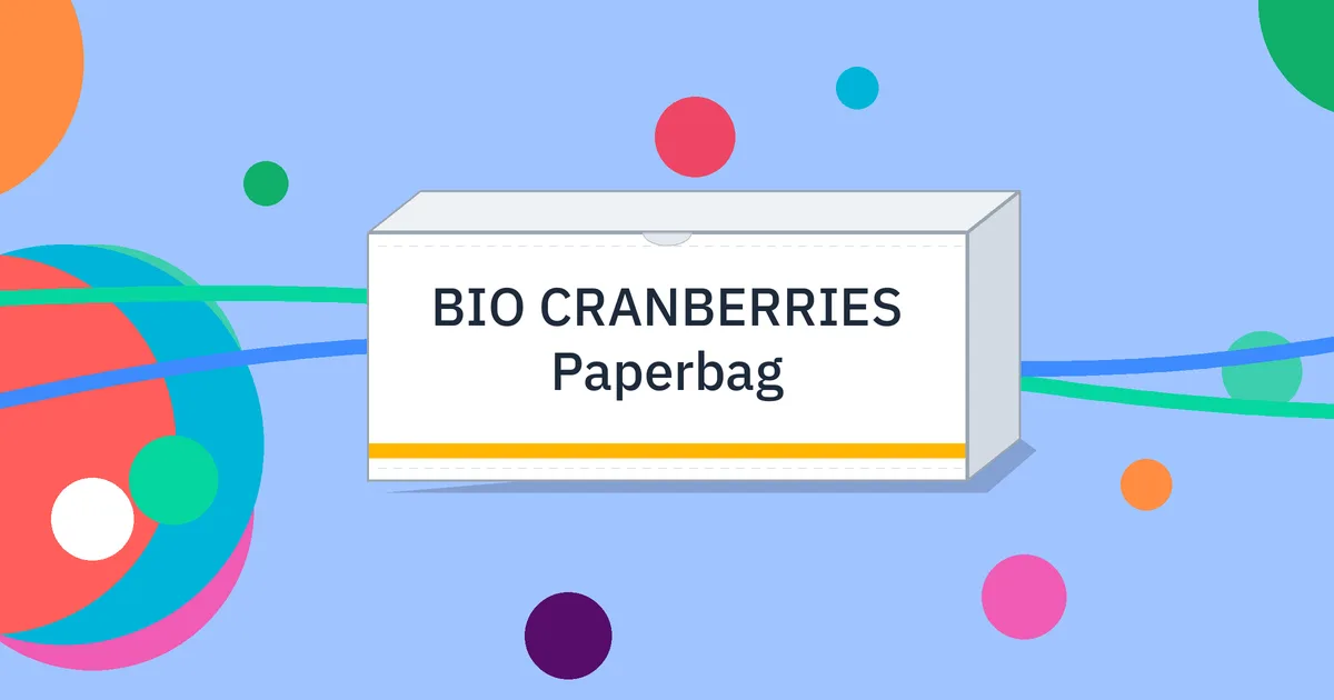 Symbolbild: Packung mit der Aufschrift BIO CRANBERRIES Paperbag (PZN 09464994) – Verfügbarkeit und Bezug in Apotheken in Frankfurt am Main