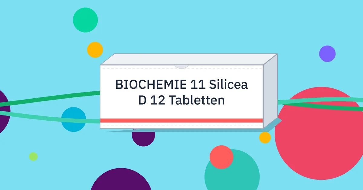 Symbolbild: Packung mit der Aufschrift BIOCHEMIE 11 Silicea D 12 Tabletten (PZN 03887096) – Verfügbarkeit und Bezug in Apotheken in Frankfurt am Main