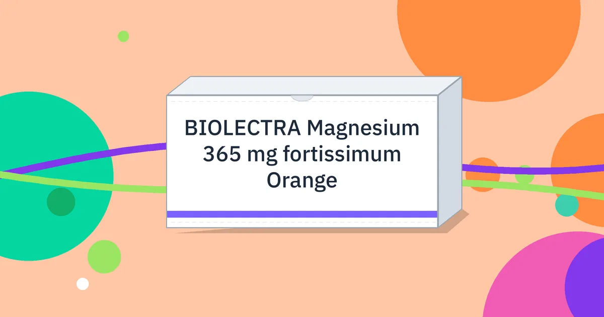 Symbolbild: Packung mit der Aufschrift BIOLECTRA Magnesium 365 mg fortissimum Orange (PZN 02725285) – Verfügbarkeit und Bezug in Apotheken in Frankfurt am Main