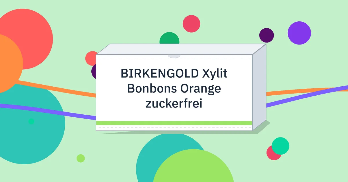 Symbolbild: Packung mit der Aufschrift BIRKENGOLD Xylit Bonbons Orange zuckerfrei (PZN 19290526) – Verfügbarkeit und Bezug in Apotheken in Frankfurt am Main