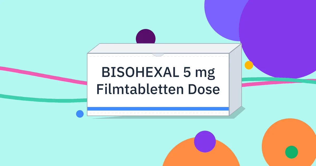 Symbolbild: Packung mit der Aufschrift BISOHEXAL 5 mg Filmtabletten Dose (PZN 19637711) – Verfügbarkeit und Bezug in Apotheken in Frankfurt am Main