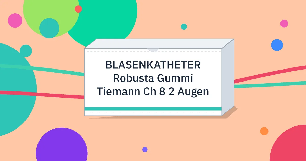 Symbolbild: Packung mit der Aufschrift BLASENKATHETER Robusta Gummi Tiemann Ch 8 2 Augen (PZN 09740454) – Verfügbarkeit und Bezug in Apotheken in Frankfurt am Main