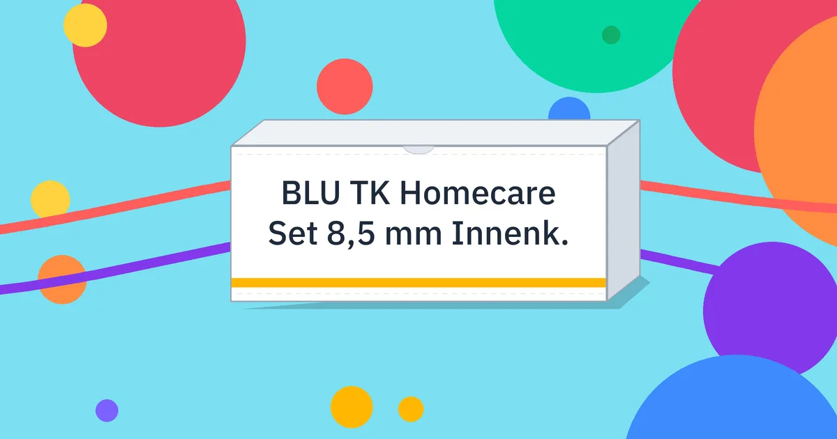 Symbolbild: Packung mit der Aufschrift BLU TK Homecare Set 8,5 mm Innenk. (PZN 02150844) – Verfügbarkeit und Bezug in Apotheken in Frankfurt am Main