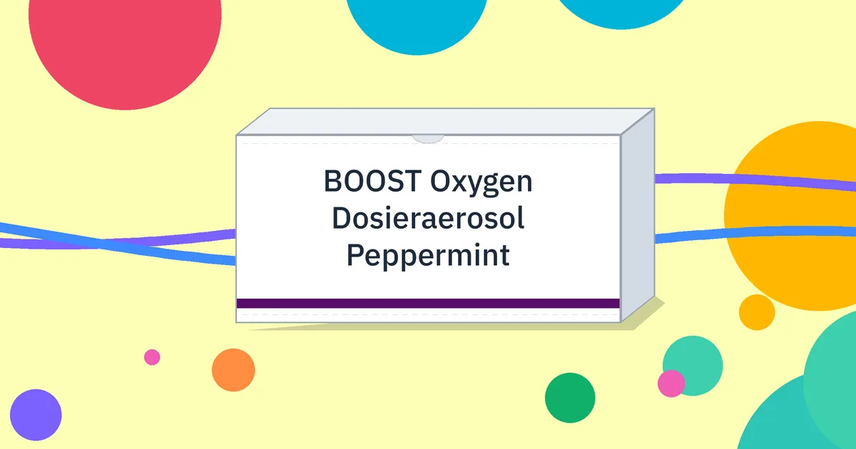 Symbolbild: Packung mit der Aufschrift BOOST Oxygen Dosieraerosol Peppermint (PZN 18085913) – Verfügbarkeit und Bezug in Apotheken in Frankfurt am Main