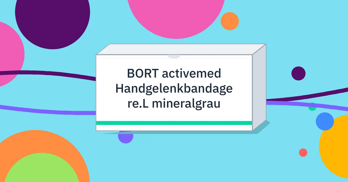 Symbolbild: Packung mit der Aufschrift BORT activemed Handgelenkbandage re.L mineralgrau (PZN 15256159) – Verfügbarkeit und Bezug in Apotheken in Frankfurt am Main
