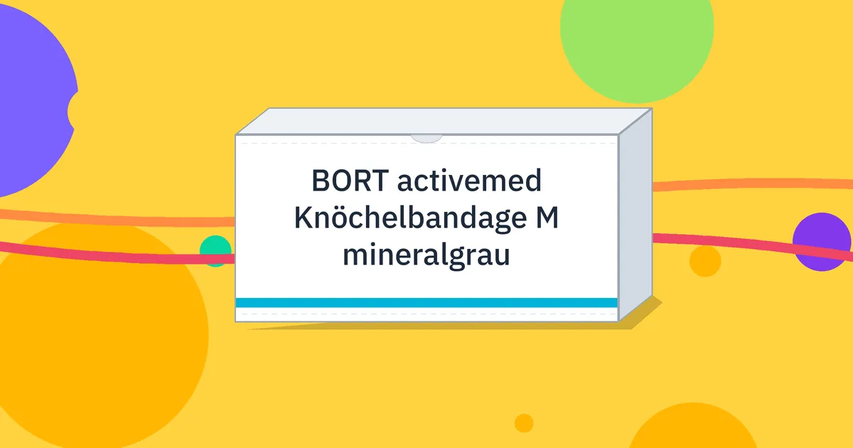 Symbolbild: Packung mit der Aufschrift BORT activemed Knöchelbandage M mineralgrau (PZN 15256426) – Verfügbarkeit und Bezug in Apotheken in Frankfurt am Main