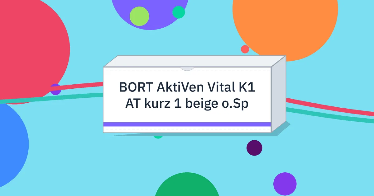 Symbolbild: Packung mit der Aufschrift BORT AktiVen Vital K1 AT kurz 1 beige o.Sp (PZN 13738345) – Verfügbarkeit und Bezug in Apotheken in Frankfurt am Main