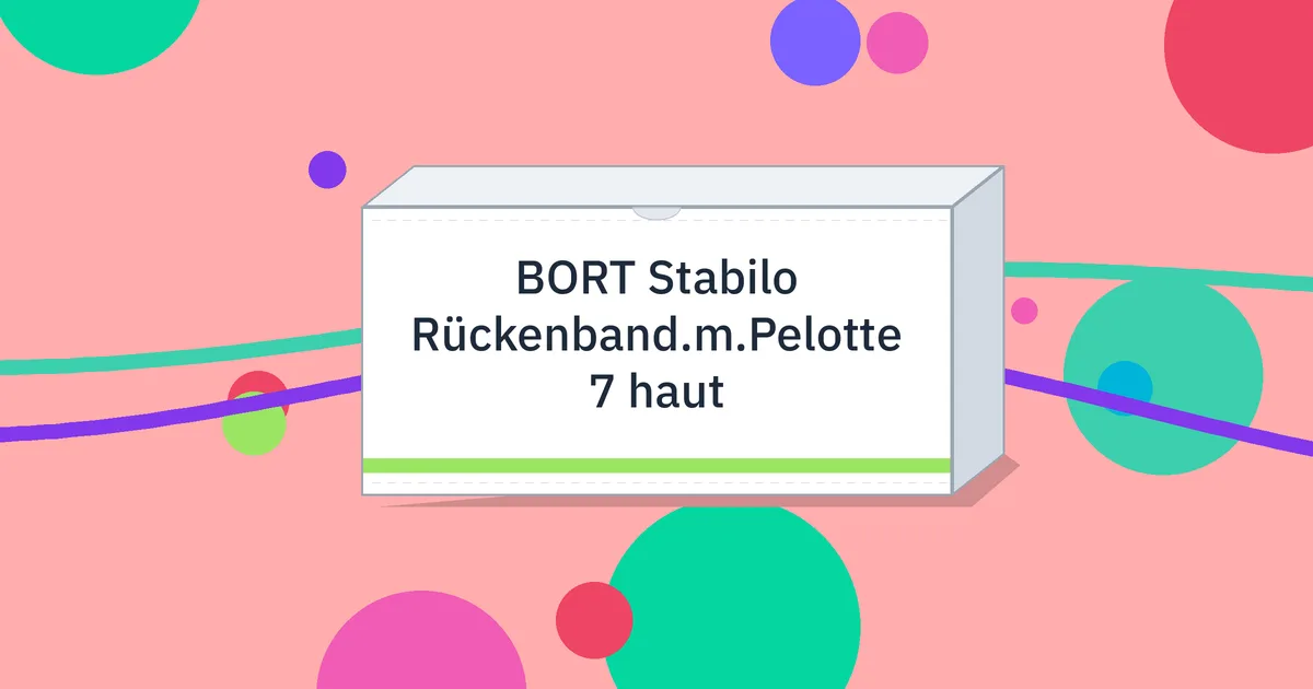 Symbolbild: Packung mit der Aufschrift BORT Stabilo Rückenband.m.Pelotte 7 haut (PZN 05872785) – Verfügbarkeit und Bezug in Apotheken in Frankfurt am Main