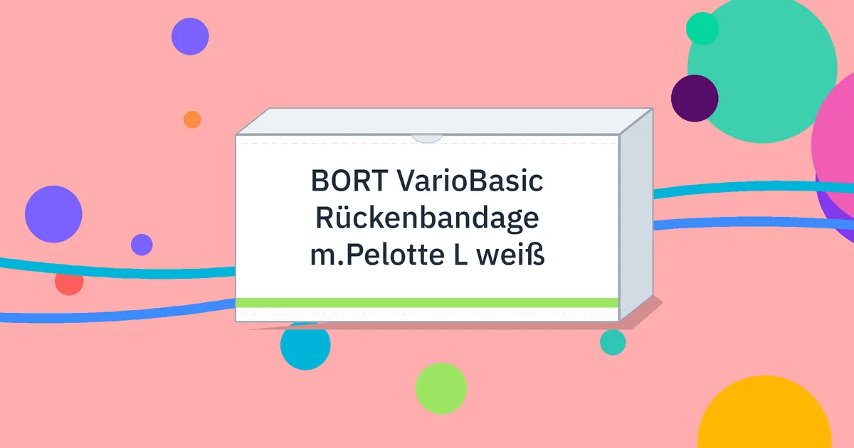 Symbolbild: Packung mit der Aufschrift BORT VarioBasic Rückenbandage m.Pelotte L weiß (PZN 02151631) – Verfügbarkeit und Bezug in Apotheken in Frankfurt am Main