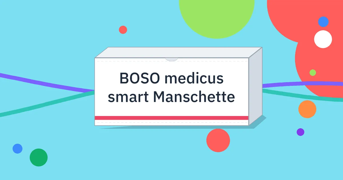 Symbolbild: Packung mit der Aufschrift BOSO medicus smart Manschette (PZN 03667897) – Verfügbarkeit und Bezug in Apotheken in Frankfurt am Main