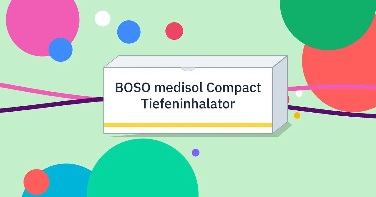 Symbolbild: Packung mit der Aufschrift BOSO medisol Compact Tiefeninhalator (PZN 13583291) – Verfügbarkeit und Bezug in Apotheken in Frankfurt am Main