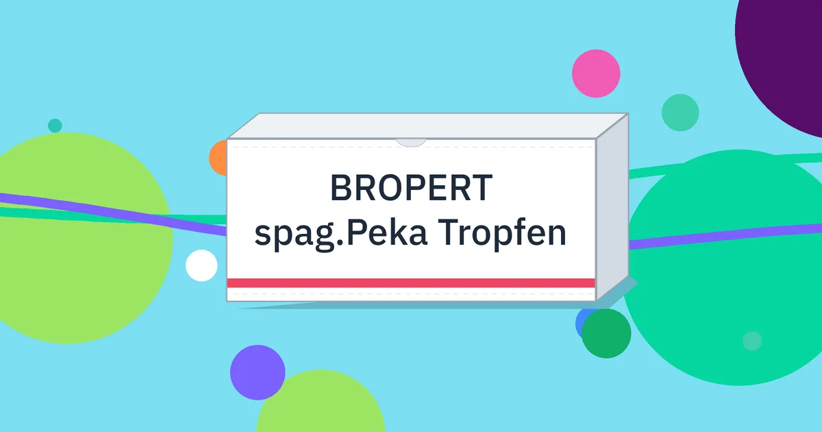 Symbolbild: Packung mit der Aufschrift BROPERT spag.Peka Tropfen (PZN 03796270) – Verfügbarkeit und Bezug in Apotheken in Frankfurt am Main