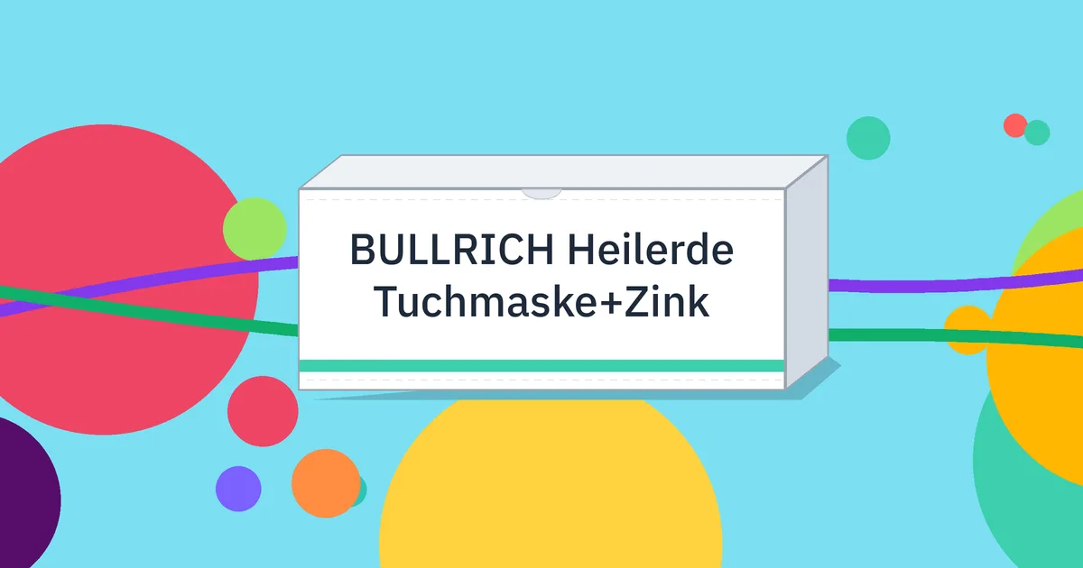 Symbolbild: Packung mit der Aufschrift BULLRICH Heilerde Tuchmaske+Zink (PZN 18048510) – Verfügbarkeit und Bezug in Apotheken in Frankfurt am Main