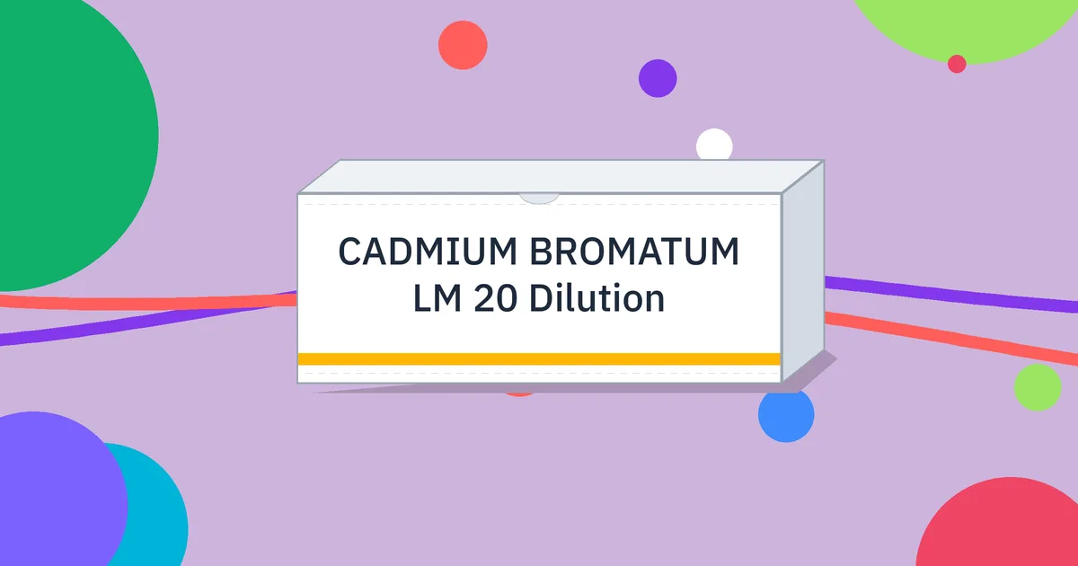 Symbolbild: Packung mit der Aufschrift CADMIUM BROMATUM LM 20 Dilution (PZN 12797920) – Verfügbarkeit und Bezug in Apotheken in Frankfurt am Main