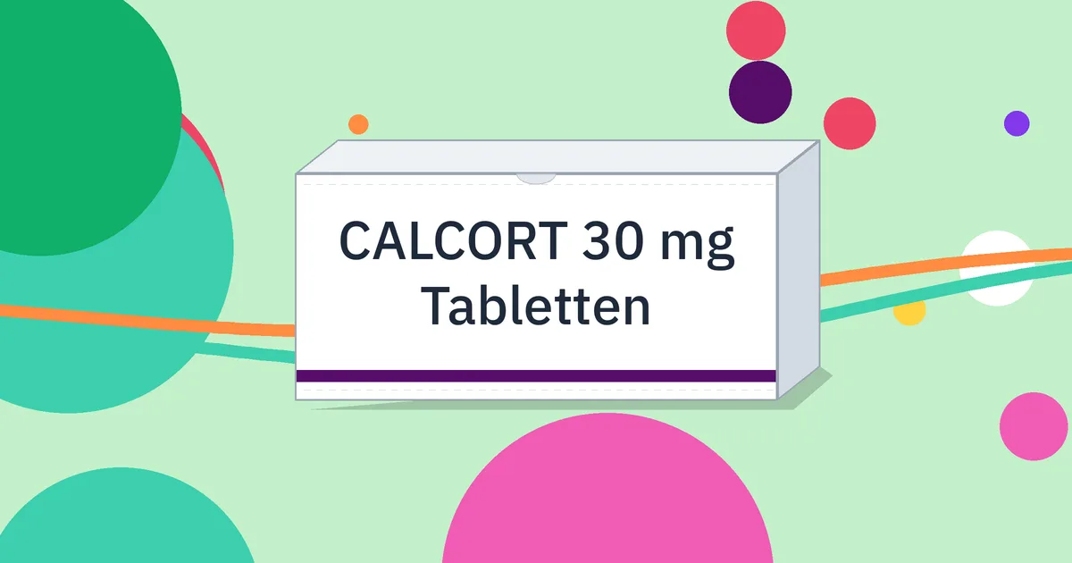 Symbolbild: Packung mit der Aufschrift CALCORT 30 mg Tabletten (PZN 18740772) – Verfügbarkeit und Bezug in Apotheken in Frankfurt am Main