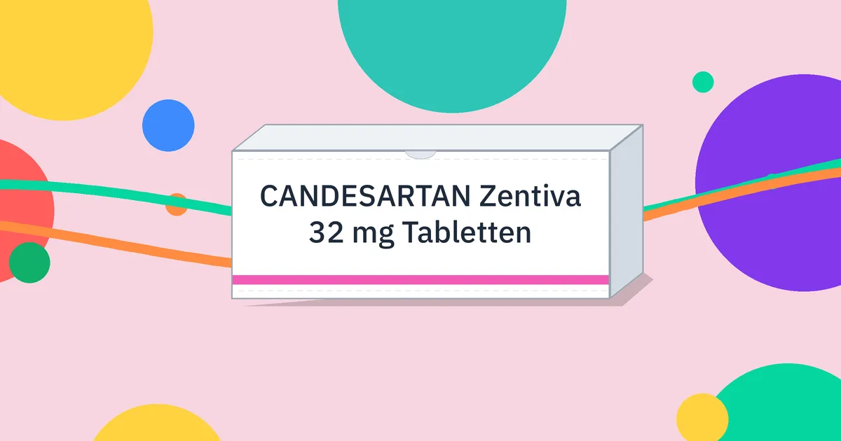 Symbolbild: Packung mit der Aufschrift CANDESARTAN Zentiva 32 mg Tabletten (PZN 09392303) – Verfügbarkeit und Bezug in Apotheken in Frankfurt am Main