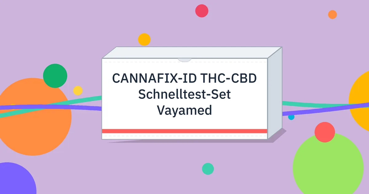 Symbolbild: Packung mit der Aufschrift CANNAFIX-ID THC-CBD Schnelltest-Set Vayamed (PZN 17635292) – Verfügbarkeit und Bezug in Apotheken in Frankfurt am Main